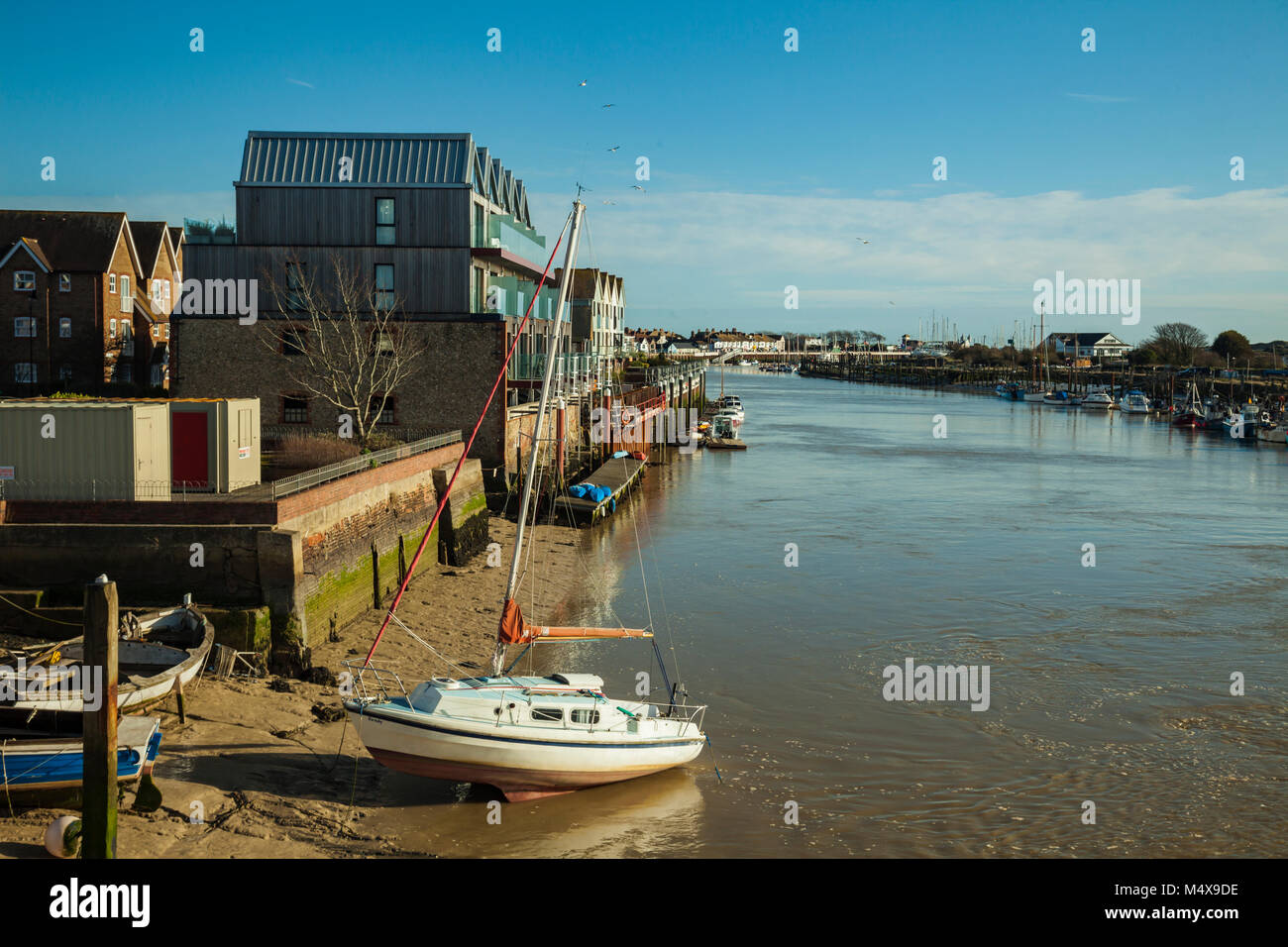 Yacht on river Adur in Littlehampton, West Sussex Stock Photo - Alamy