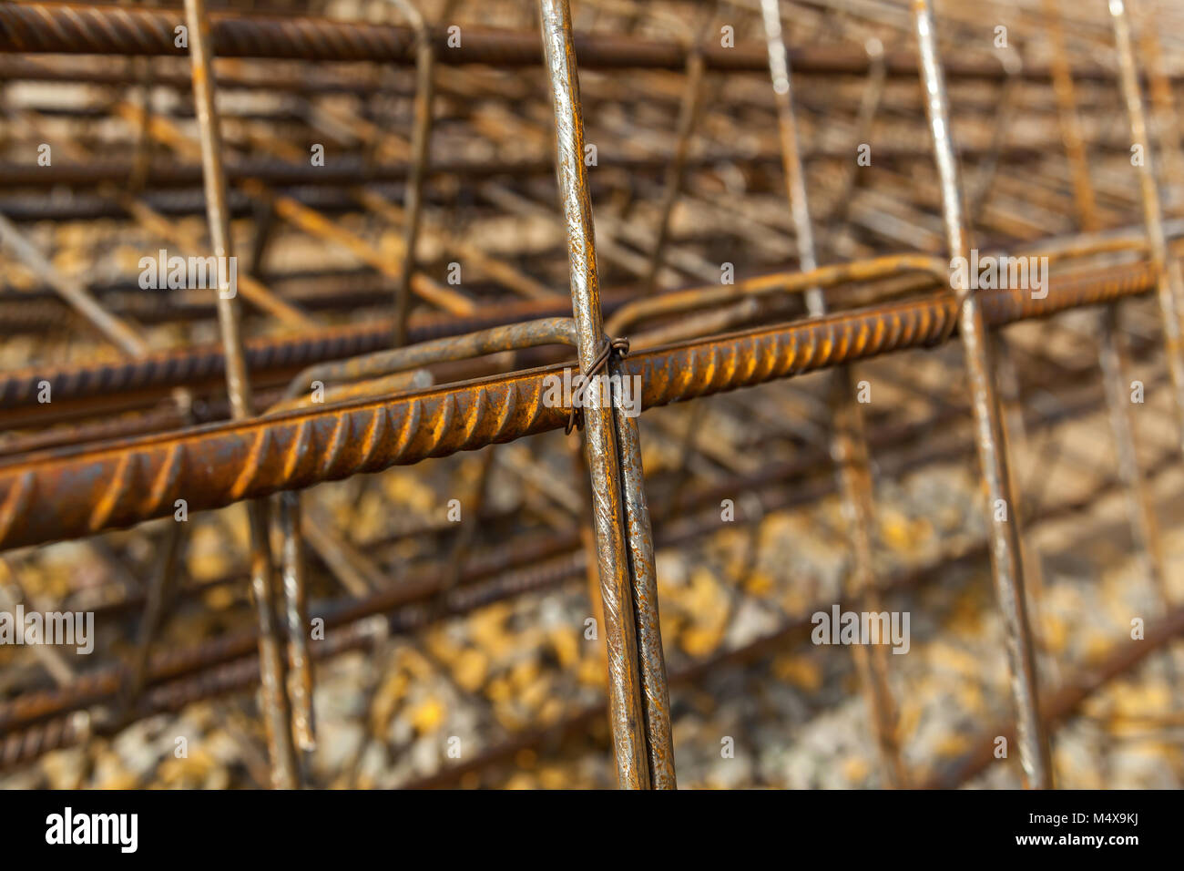 Construction workers fabricating steel reinforcement bar at the ...