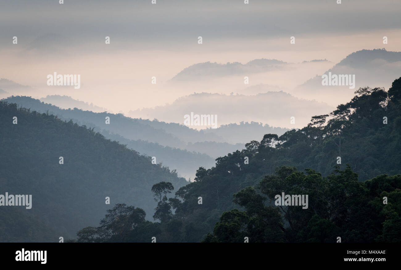 A view of the layered hill tops in the higher elevations of the Kaeng ...
