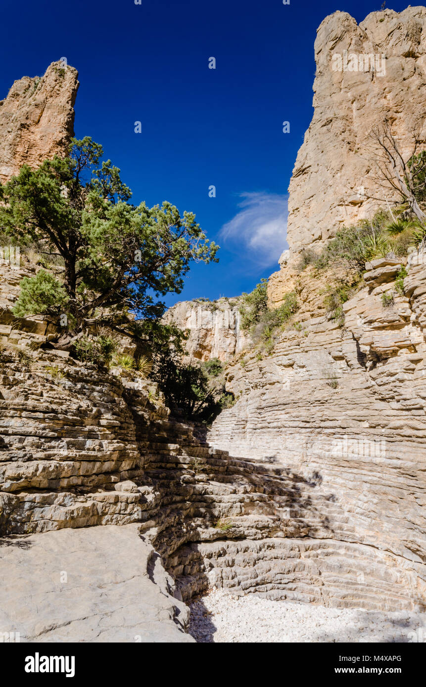 Hiker's Staircase rock formation on Devil's Hall Trail in Guadalupe ...