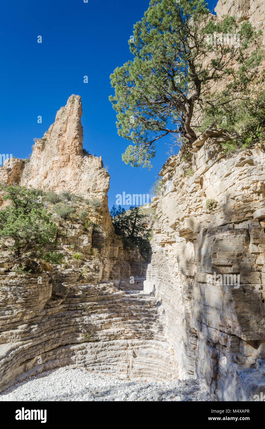 Hiker's Staircase rock formation on Devil's Hall Trail in Guadalupe ...