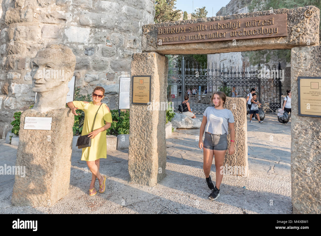 Unidentified people stand in front of Bodrum Museum of Underwater ...