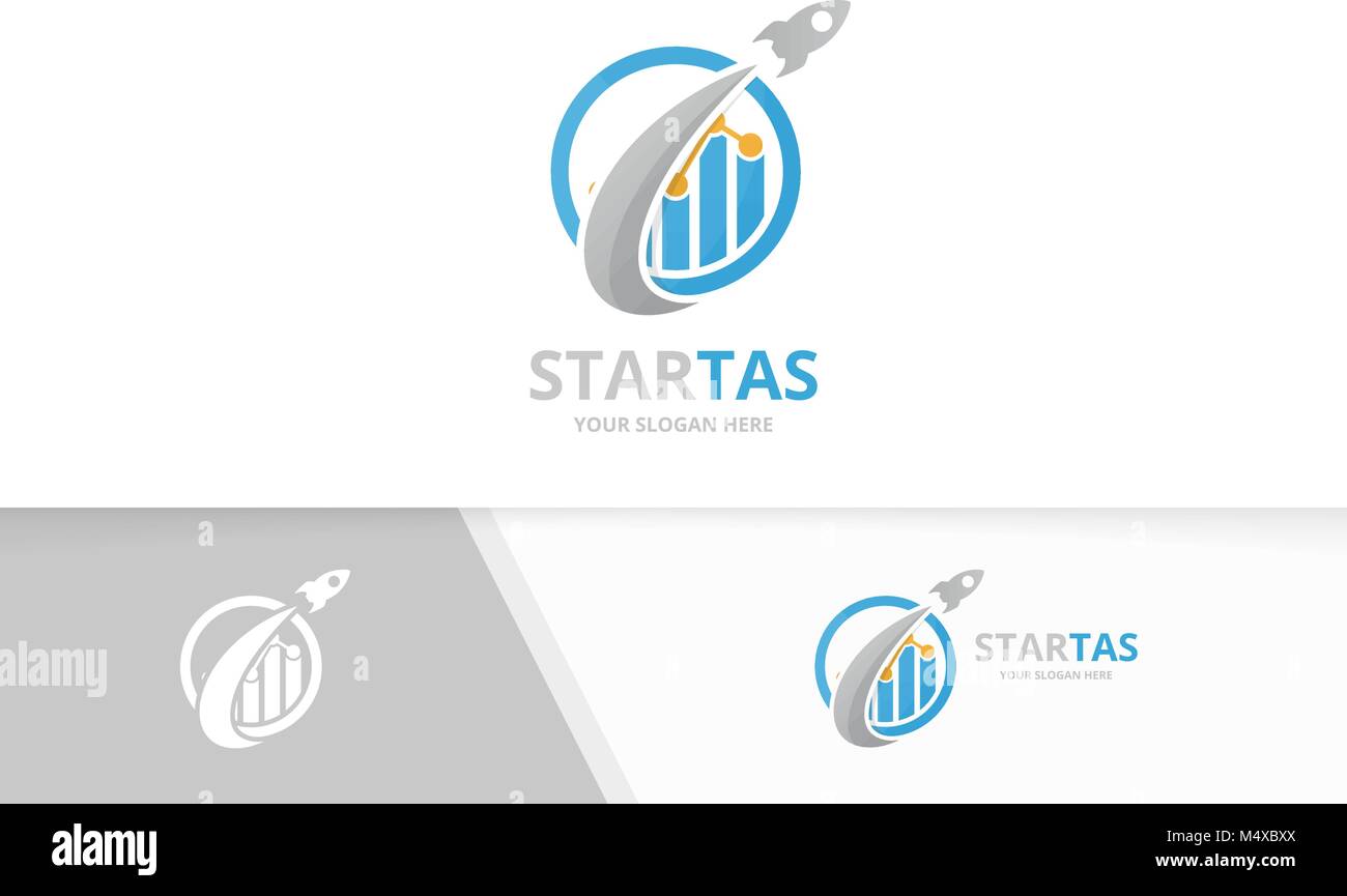 Vector graph and rocket logo combination. Diagram and airplane symbol ...