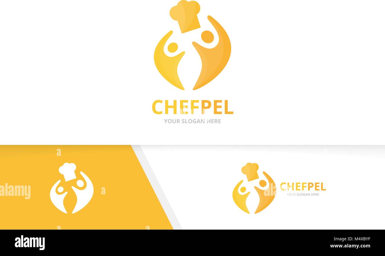 Vector chef hat and people logo combination. Kitchen and family symbol ...