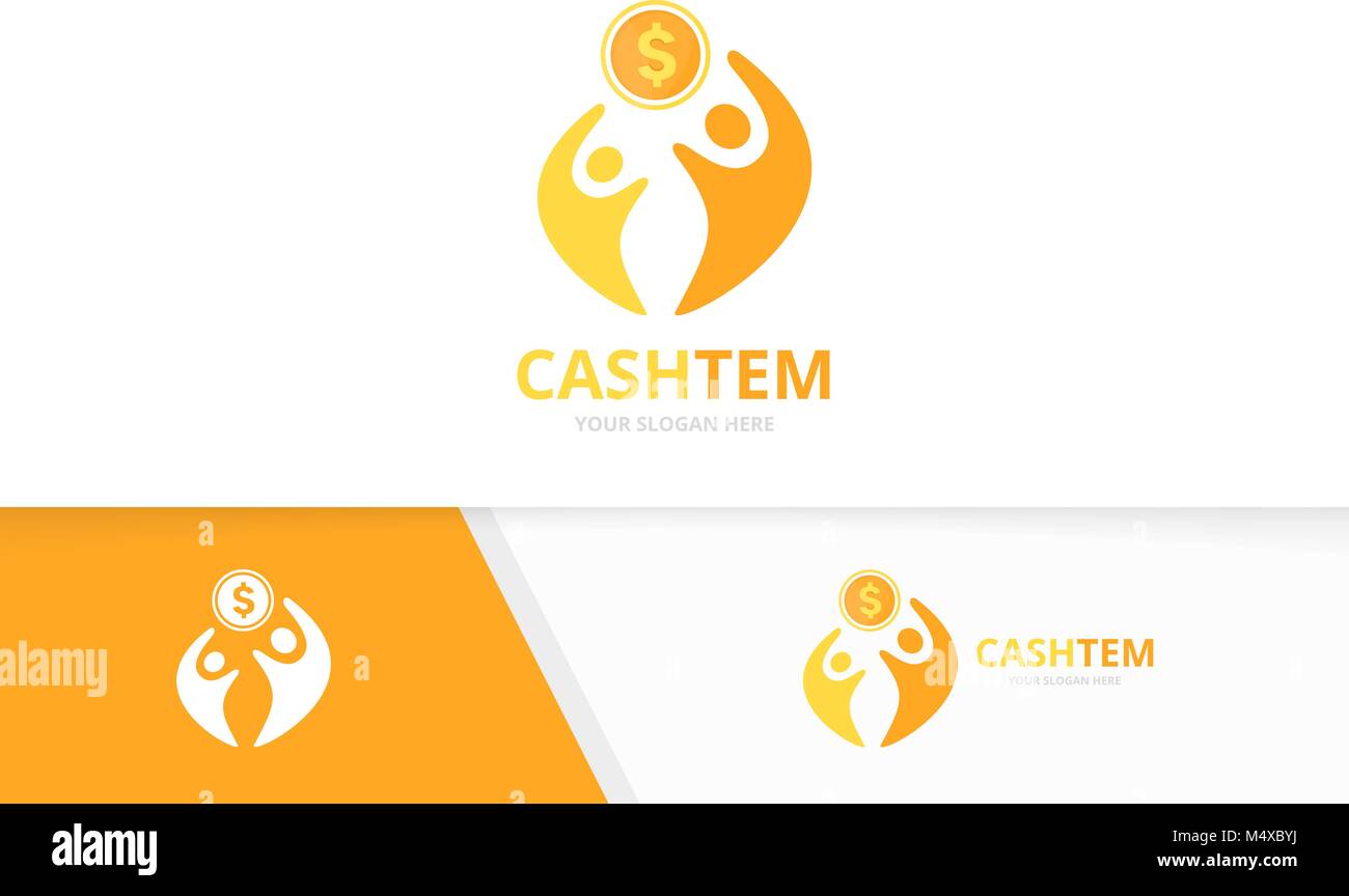 Vector coin and people logo combination. Money and family symbol or ...