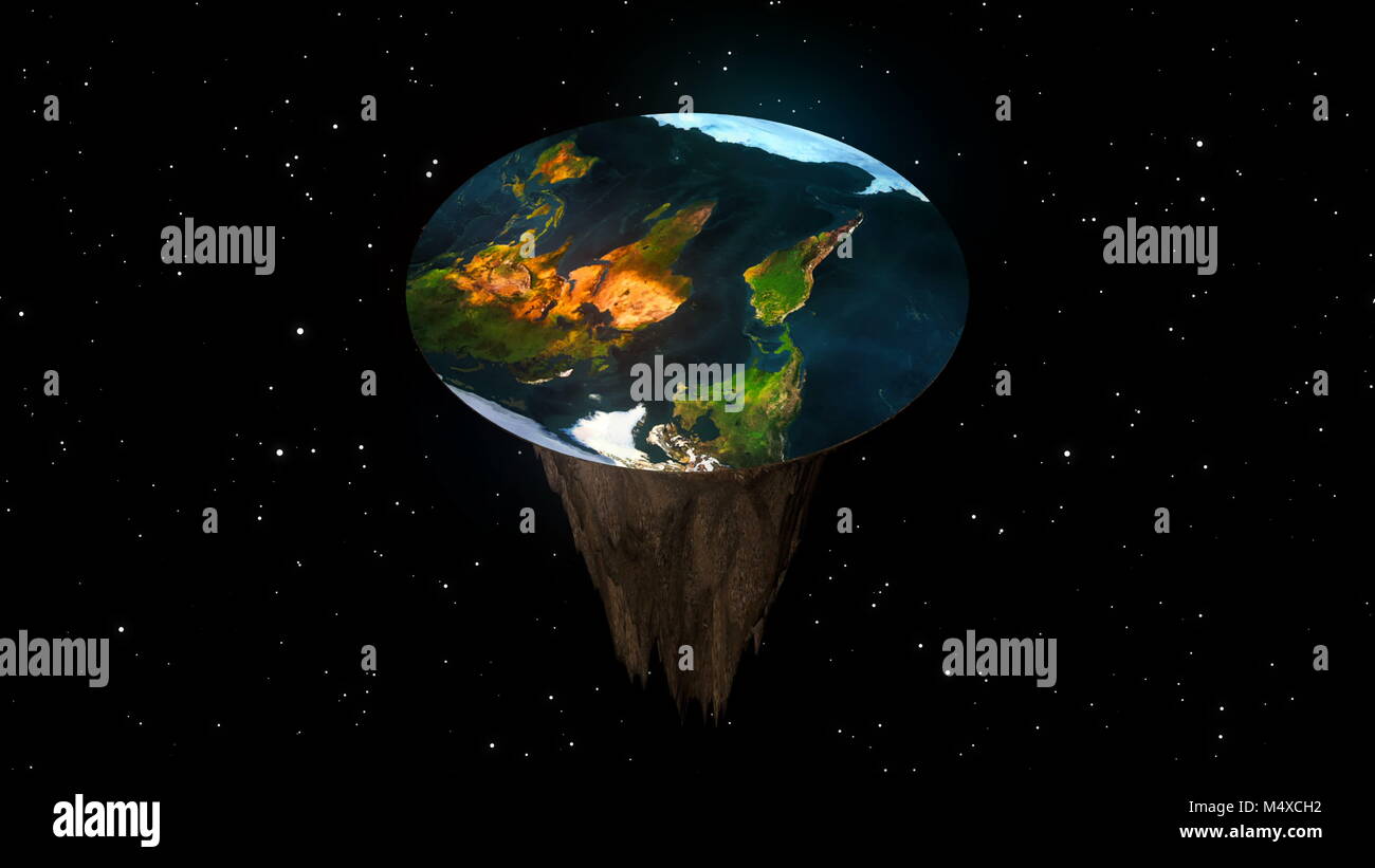 The concept of a flat planet Earth. 3d rendering Stock Photo - Alamy