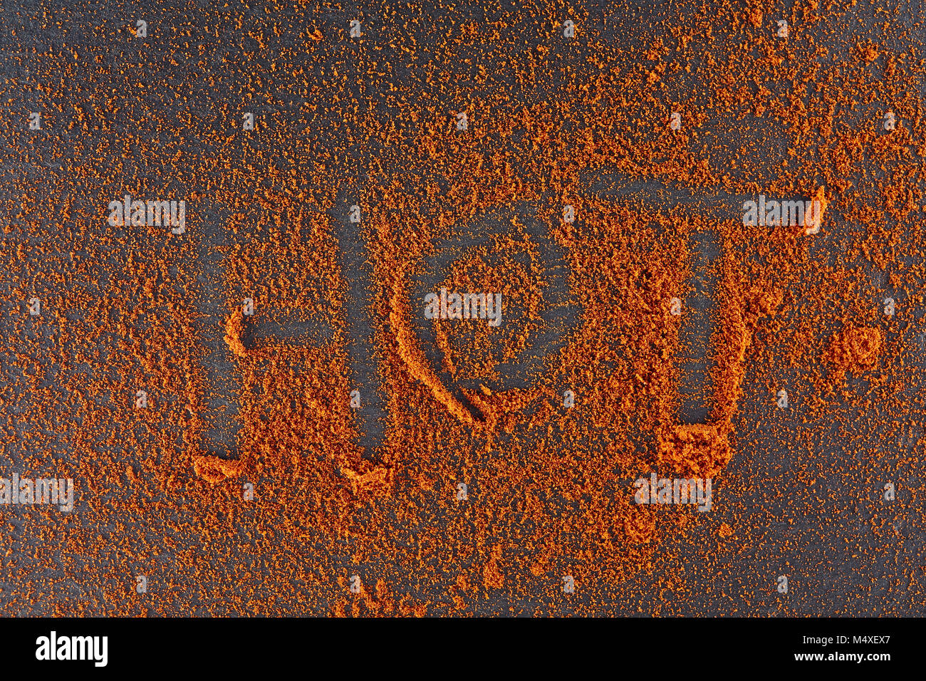 Top view on the texture background of red chilli pepper powder Stock ...