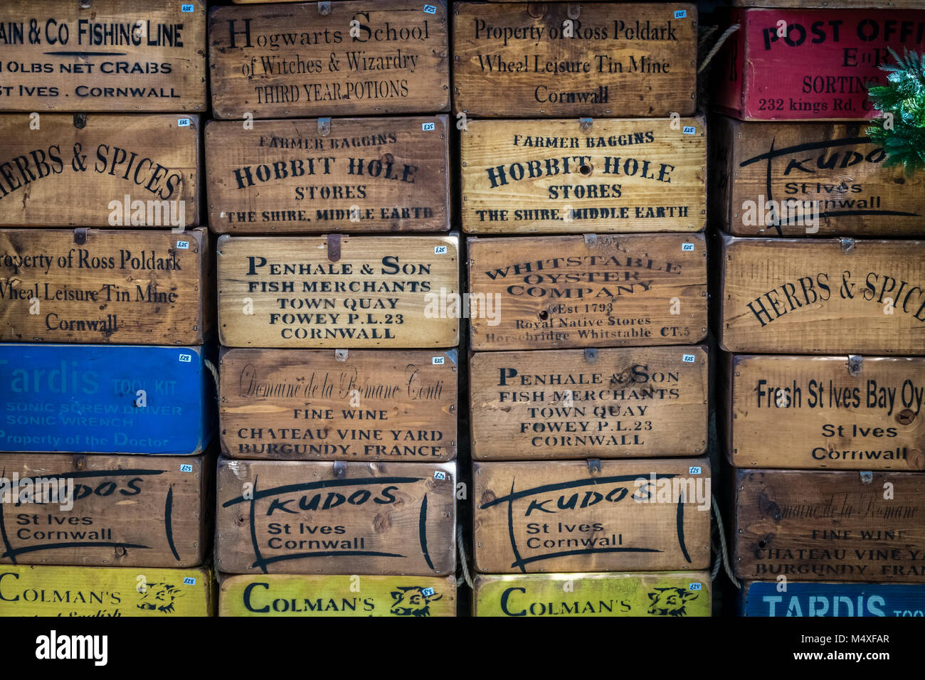Wooden food storage boxes Stock Photo - Alamy