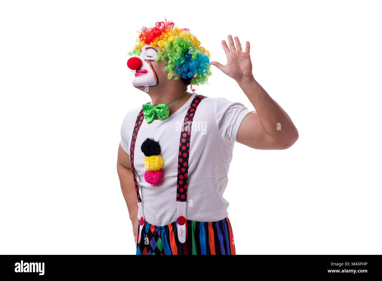 Funny clown acting silly isolated on white background Stock Photo - Alamy