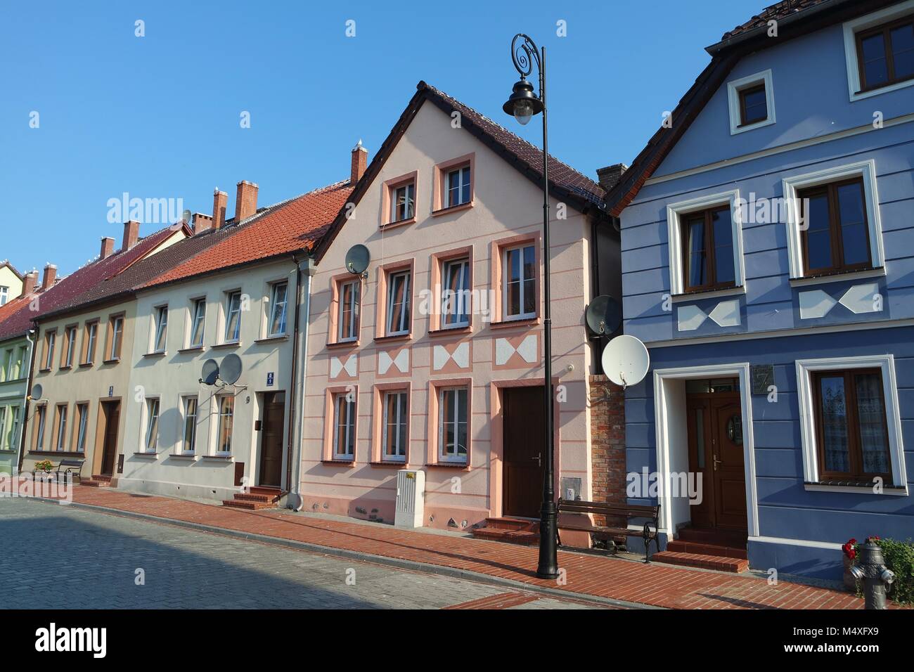 Restored houses in Nowe Warpno Stock Photo - Alamy
