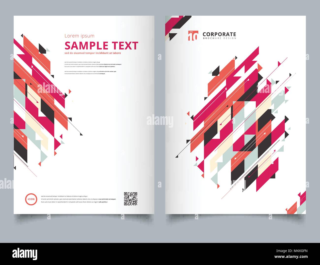 Brochure Template geometric modern diagonal and triangle element red ...