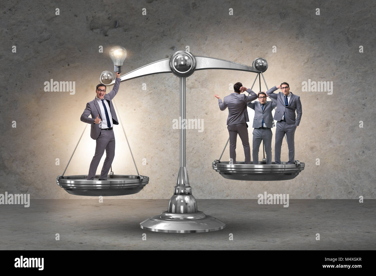 Man with idea is more important than people without ideas Stock Photo ...