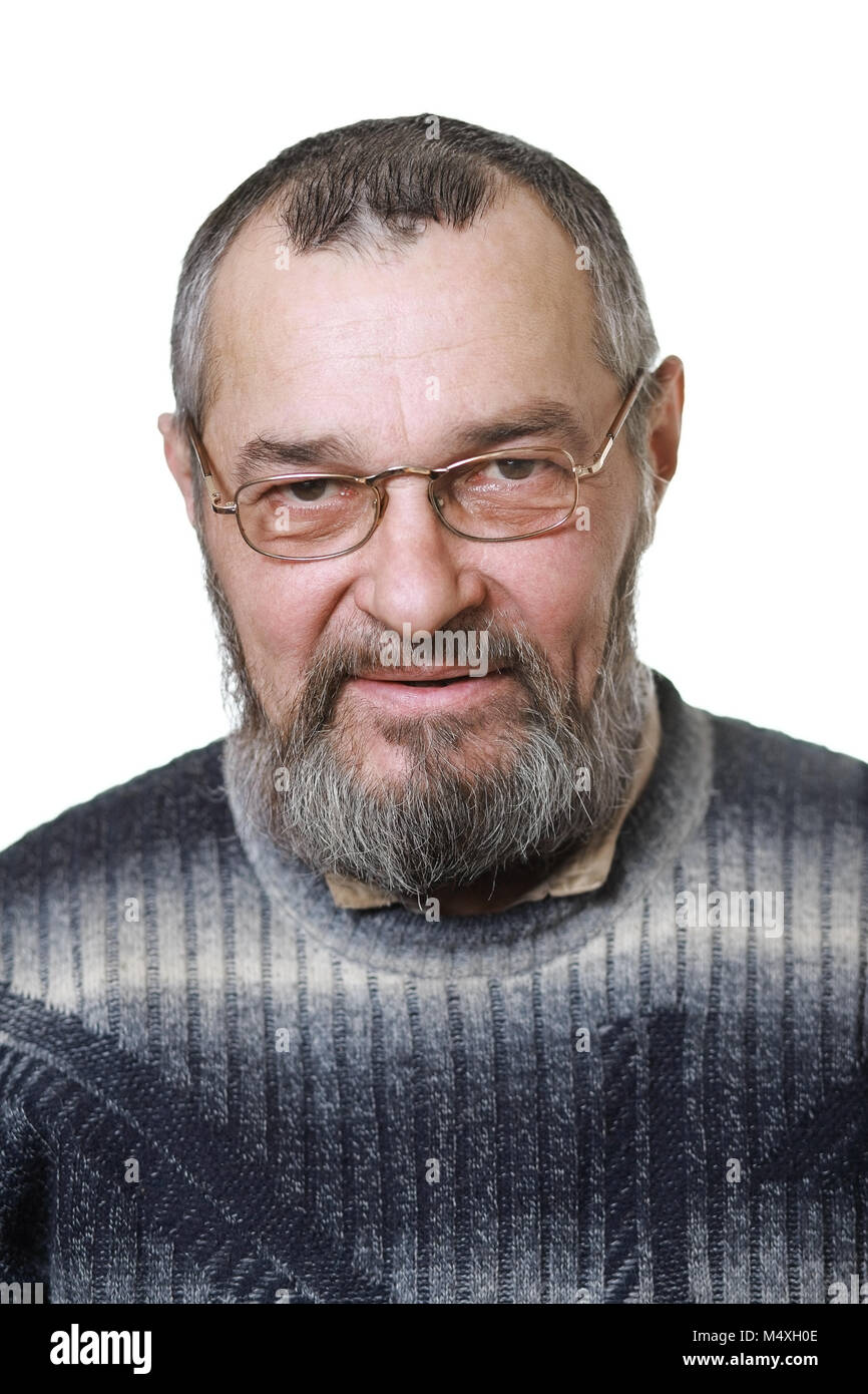 Real man with a beard smile on white background Stock Photo - Alamy
