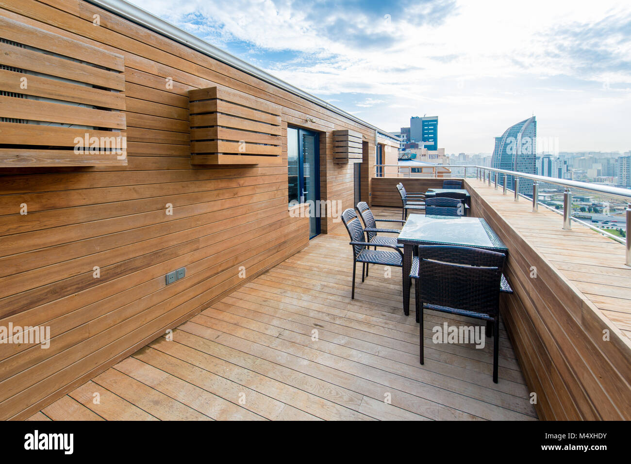 Terrace cafe on top floor Stock Photo - Alamy