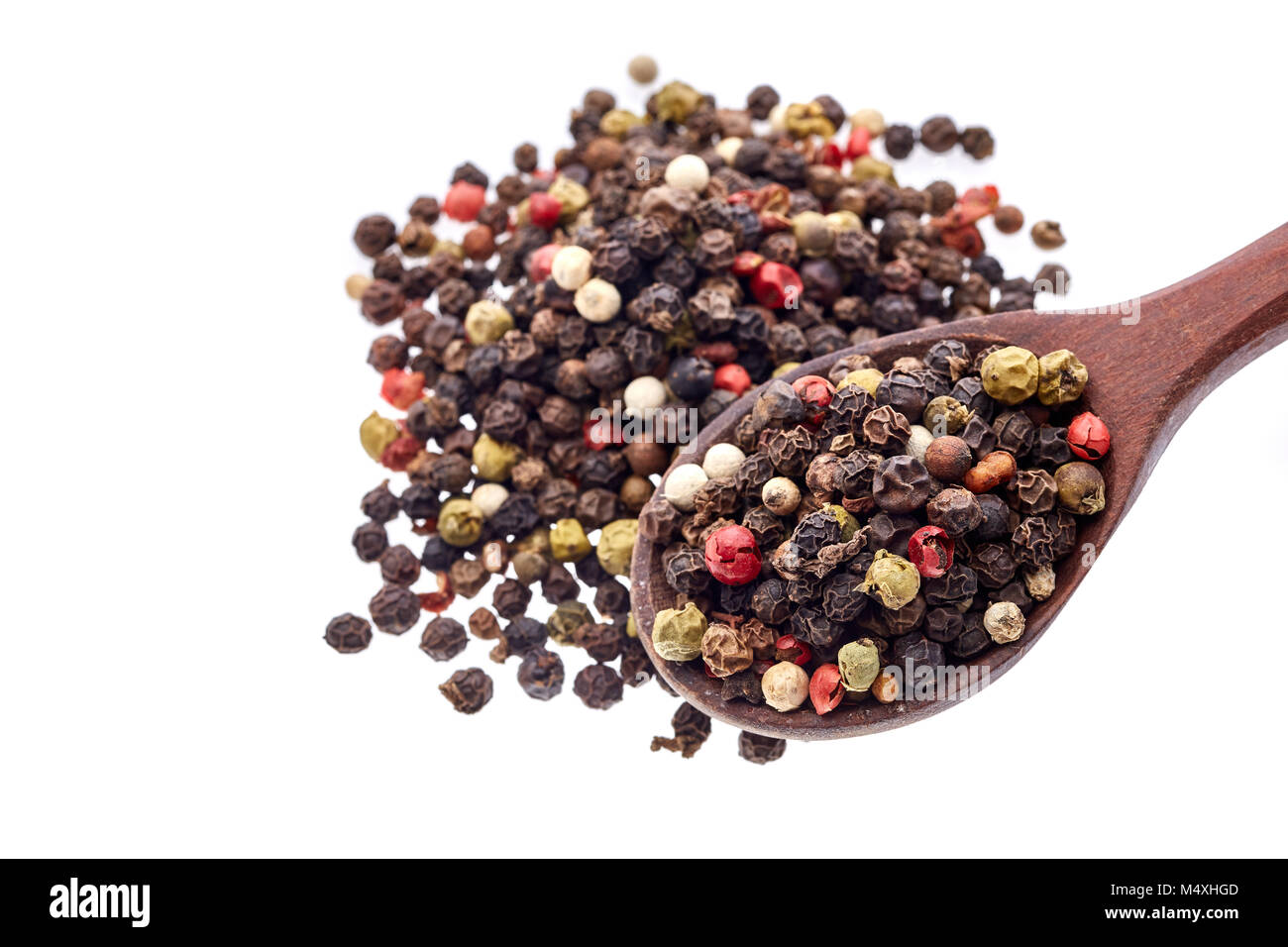 Shichimi pepper in Wooden spoon on white background,Blend of seven ...