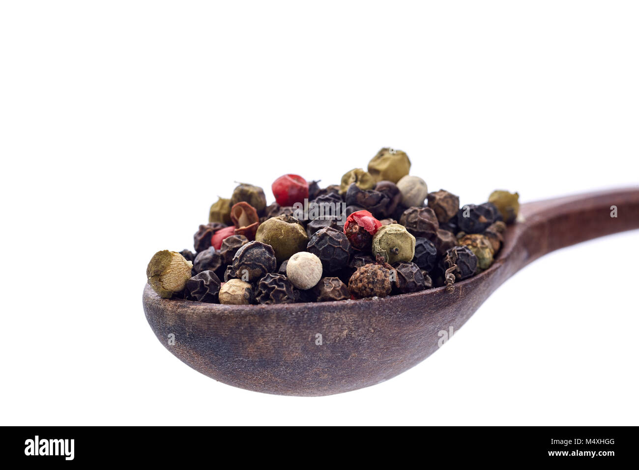 Shichimi pepper in Wooden spoon on white background,Blend of seven ...