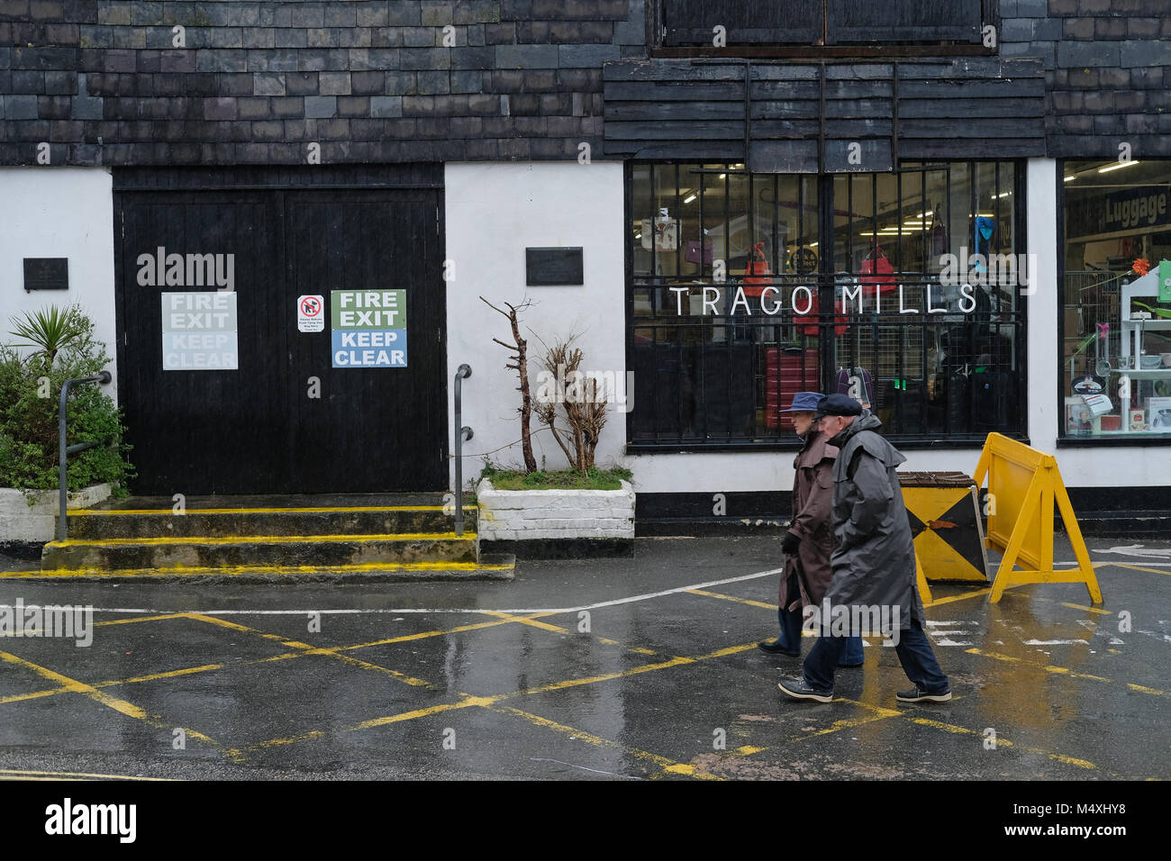 People walking past Trago Mills in Falmouth, Cornwall Stock Photo - Alamy