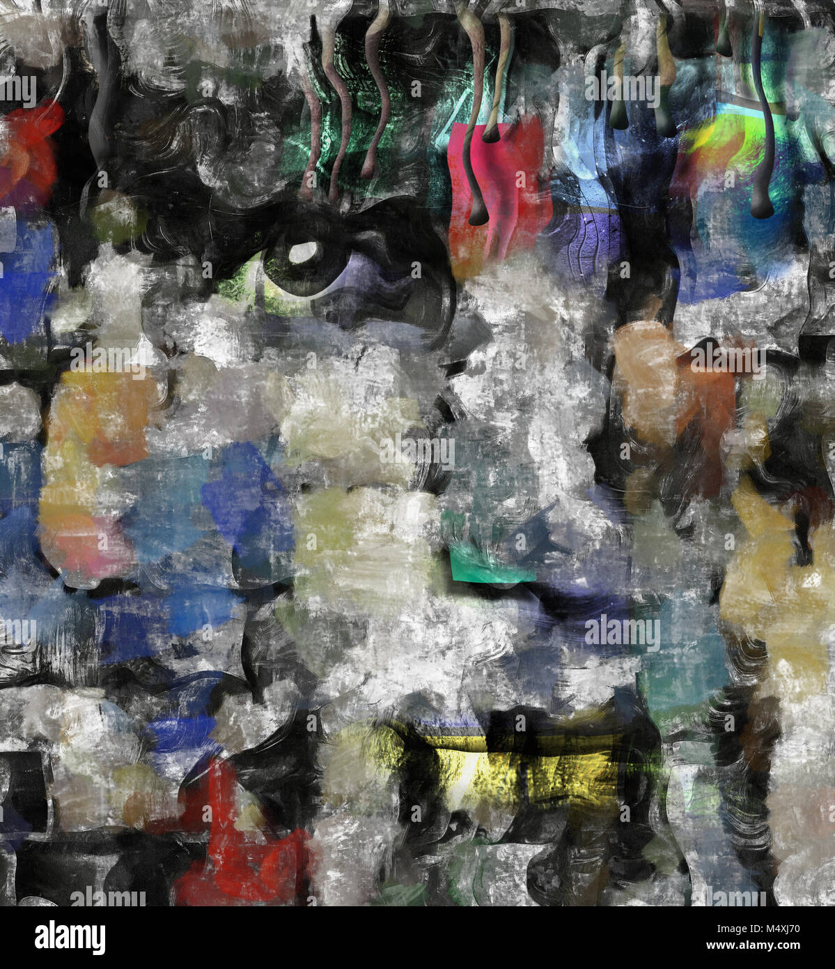Modern art. Stains of paint. Mondrian style Stock Photo - Alamy