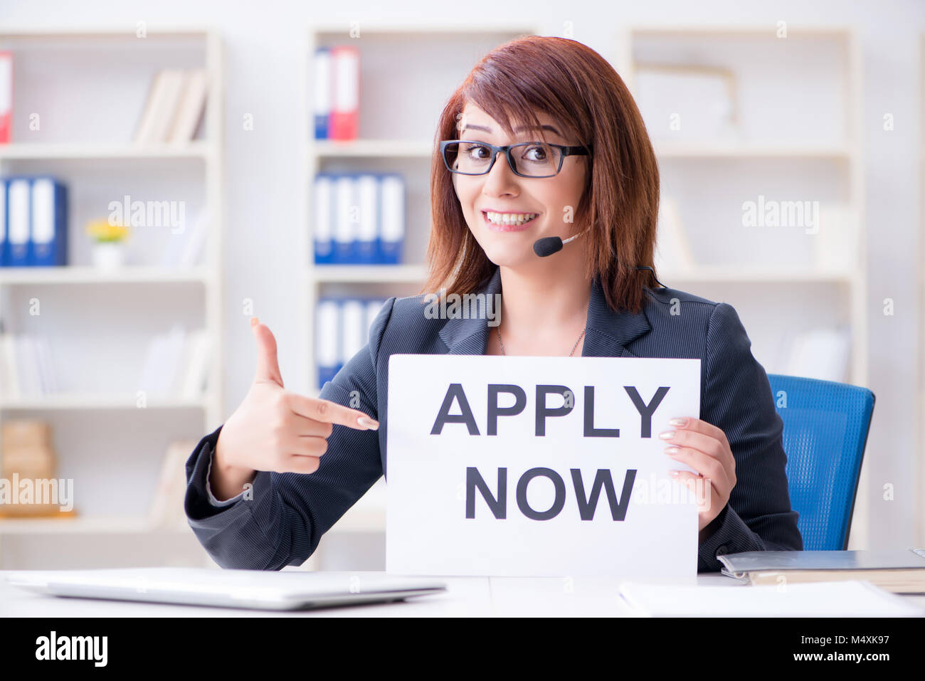 Businesswoman hiring new employees in office Stock Photo - Alamy