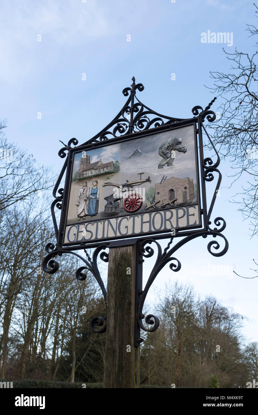 Village sign in Gestingthorpe, Essex, Uk Stock Photo - Alamy