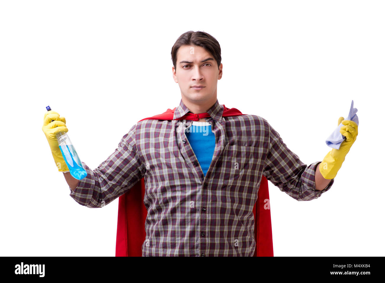 Super hero cleaner isolated on white Stock Photo - Alamy