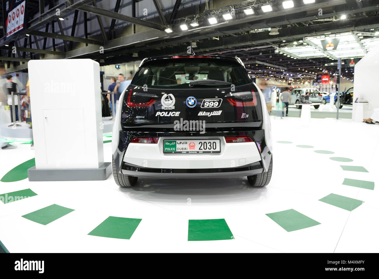 DUBAI, UAE - NOVEMBER 18: The BMW i3 of Dubai Police electric car is on ...