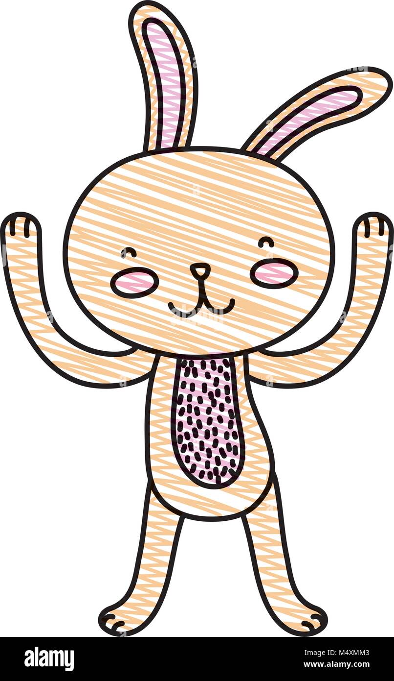 grated cartoon rabbit animal with hands up Stock Vector Image & Art - Alamy