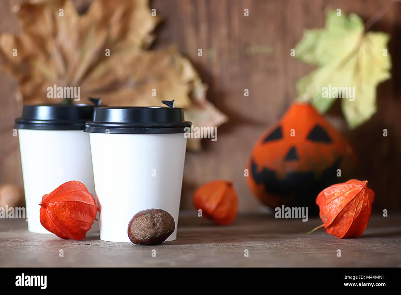 Coffee paper cup on the table Stock Photo - Alamy