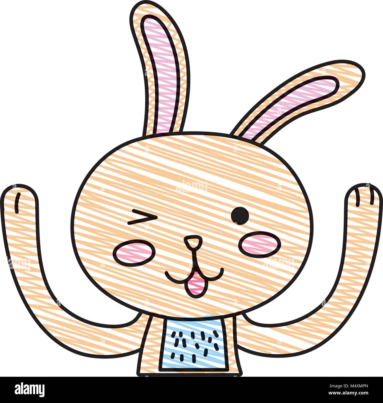 grated funny rabbit animal cartoon with hands up Stock Vector Image ...