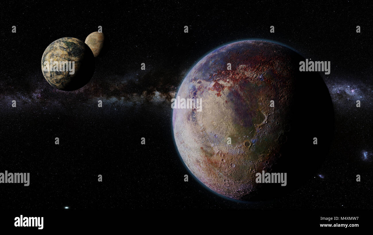 exoplanet, exomoons and the Milky Way galaxy Stock Photo - Alamy