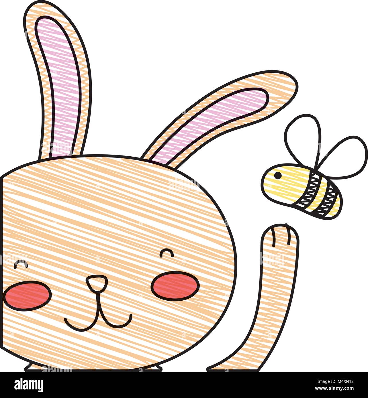 grated cartoon rabbit with bee insect flying Stock Vector Image & Art ...