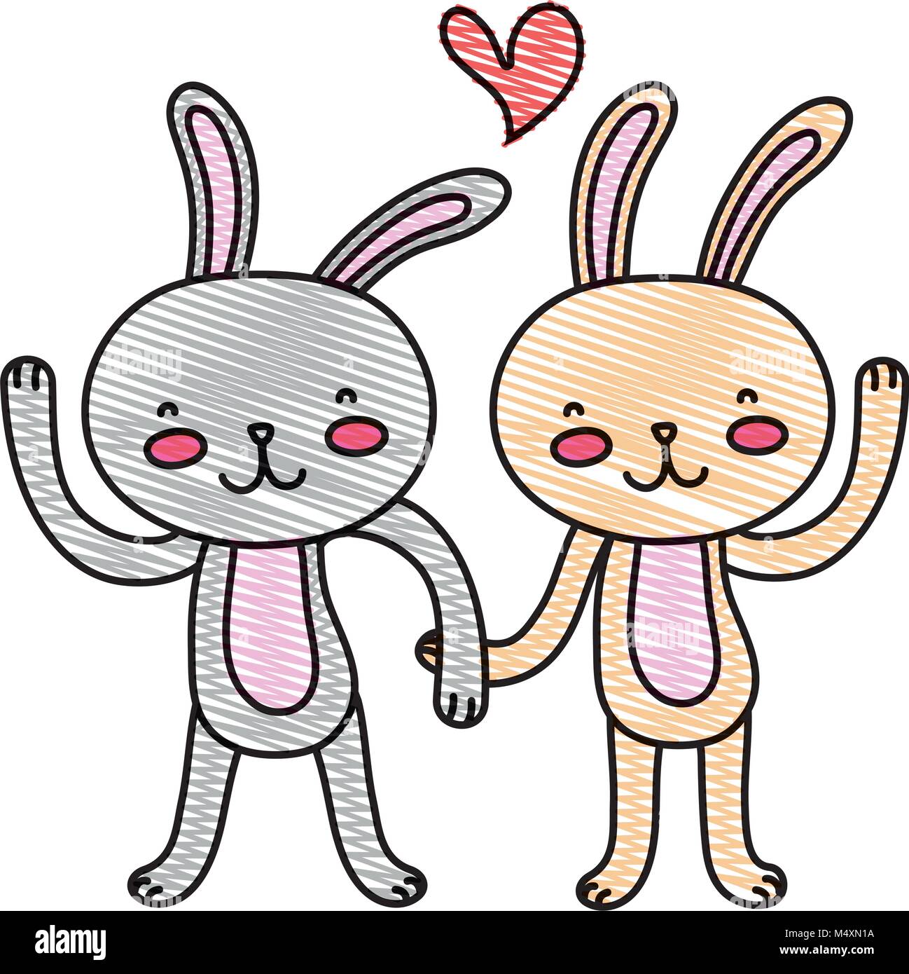 grated rabbit couple love with hands together Stock Vector Image & Art ...
