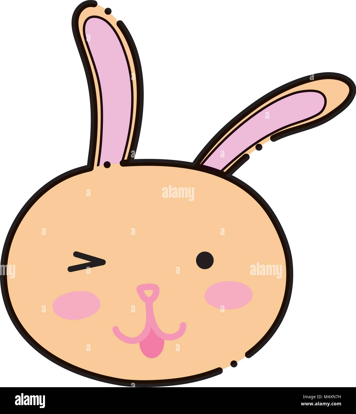 color funny rabbit head animal cartoon Stock Vector Image & Art - Alamy