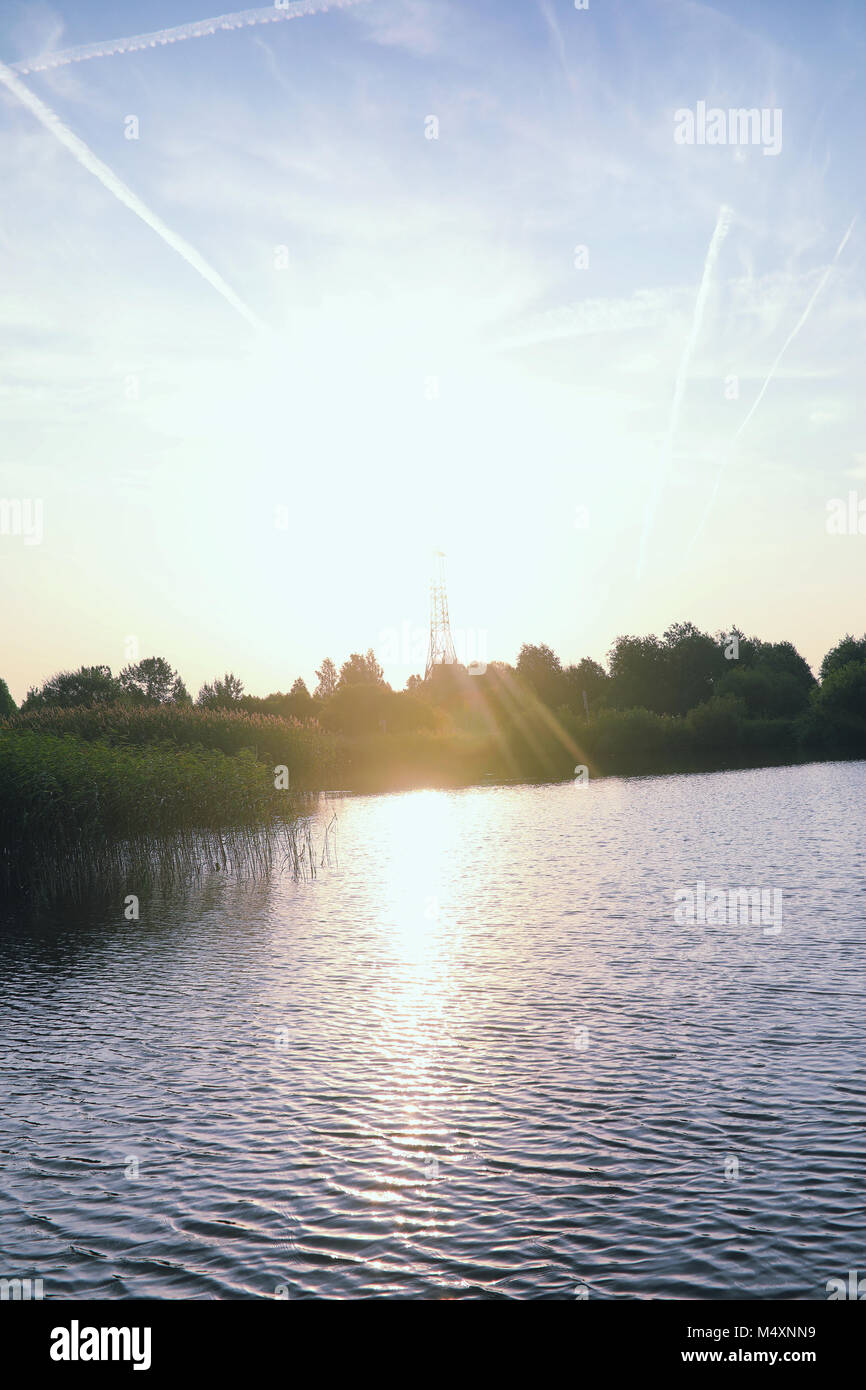 Landscape lake. Texture of water. The lake is at dawn. The mouth Stock ...