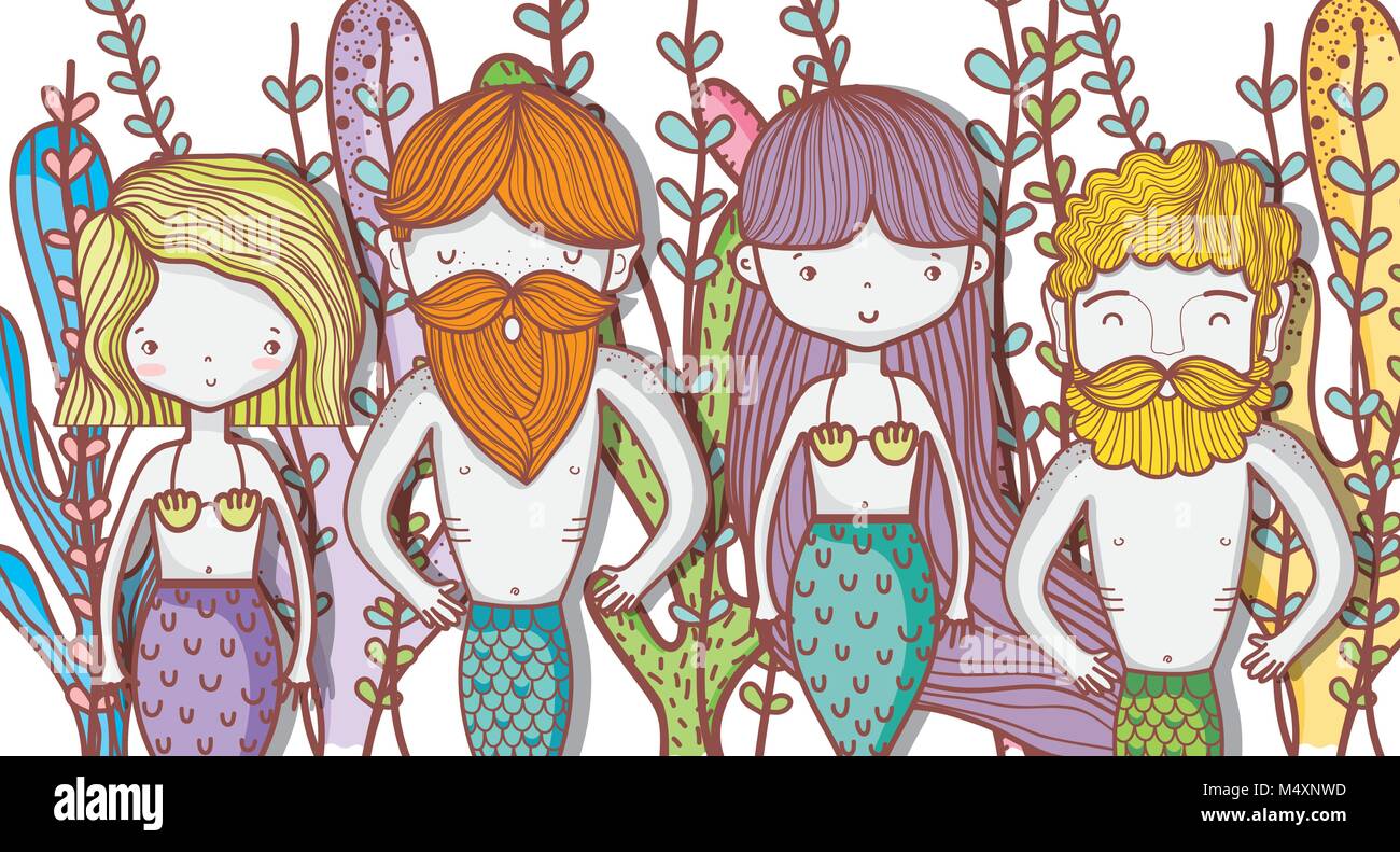 Little mermaids cute cartoons Stock Vector Image & Art - Alamy