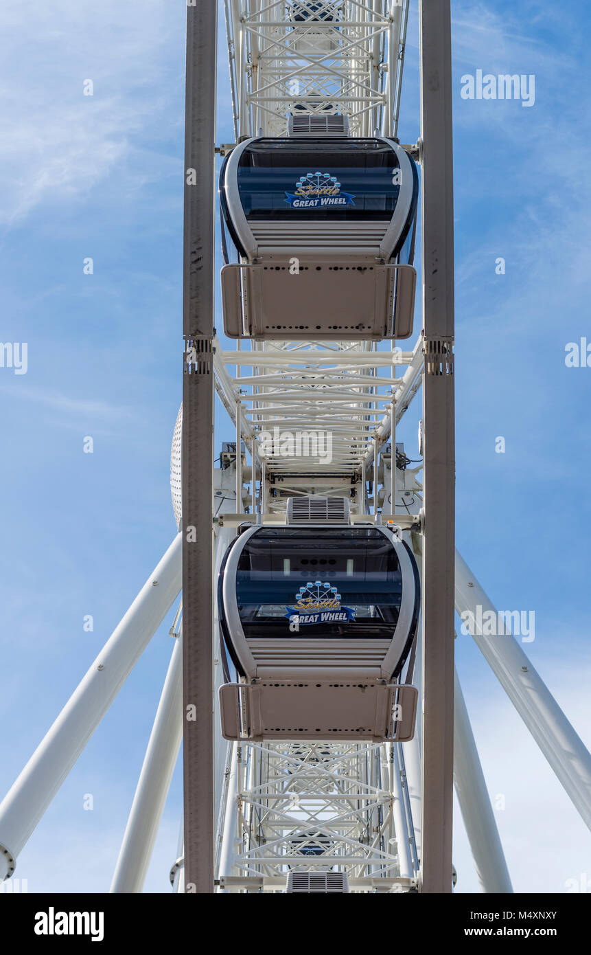 Seattle Great Wheel ferris wheel on the pier Port of Seattle. Seattle ...