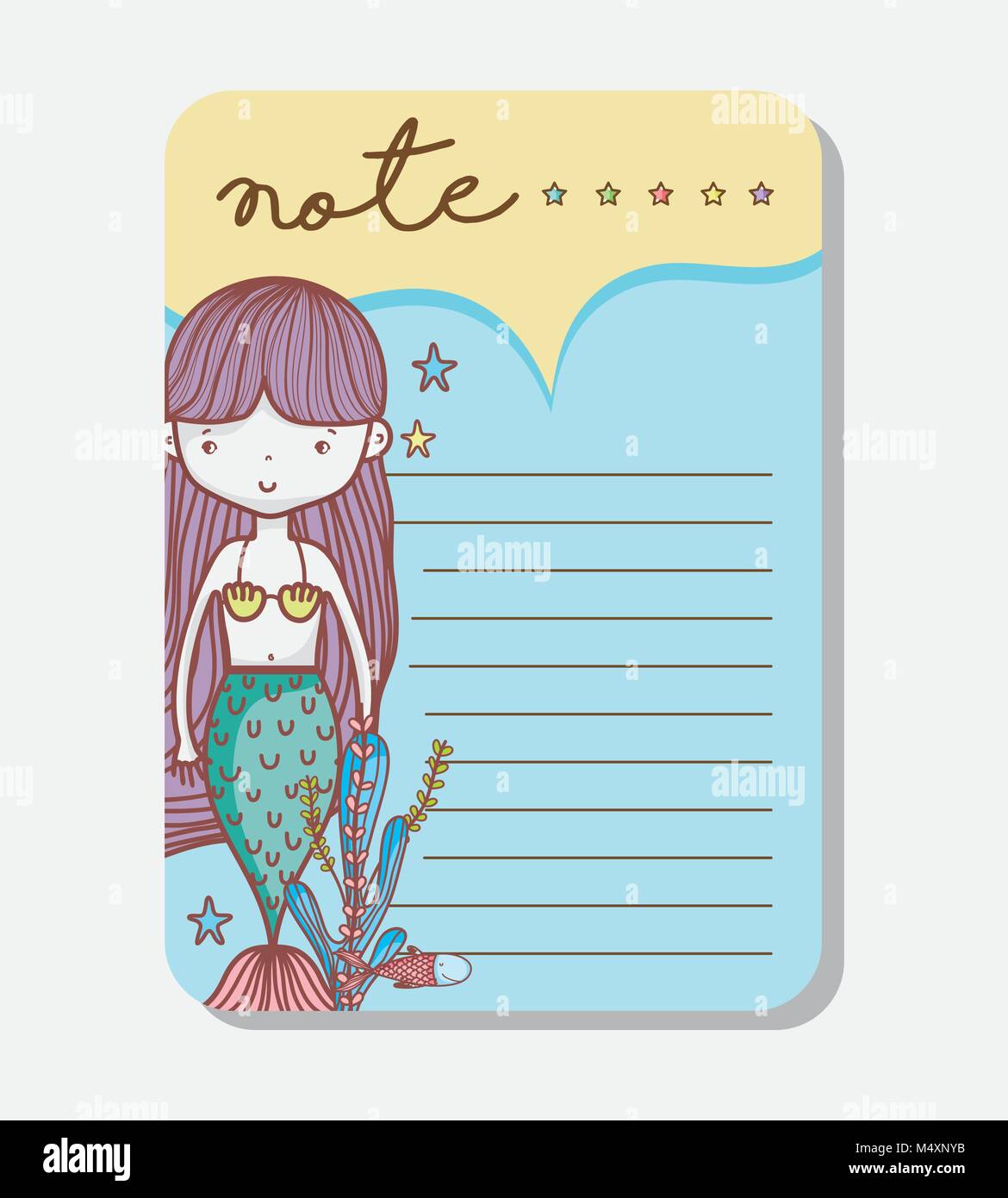 Note with mermaid cartoons Stock Vector Image & Art - Alamy