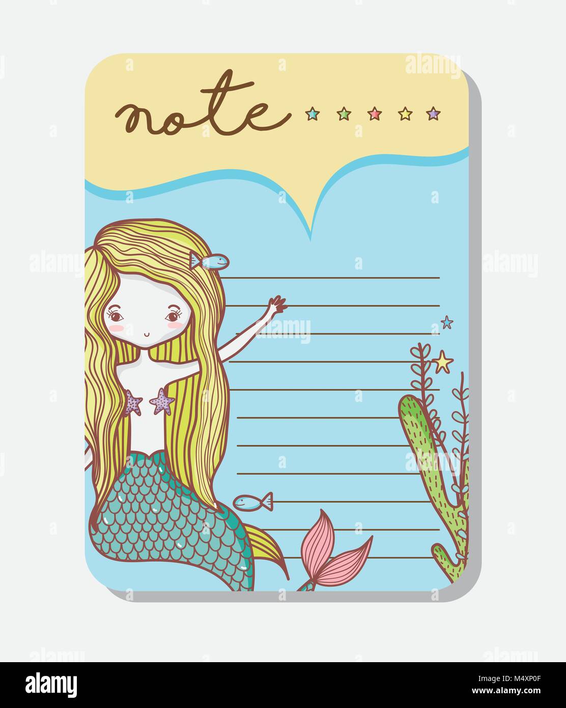 Note with mermaid cartoons Stock Vector Image & Art - Alamy