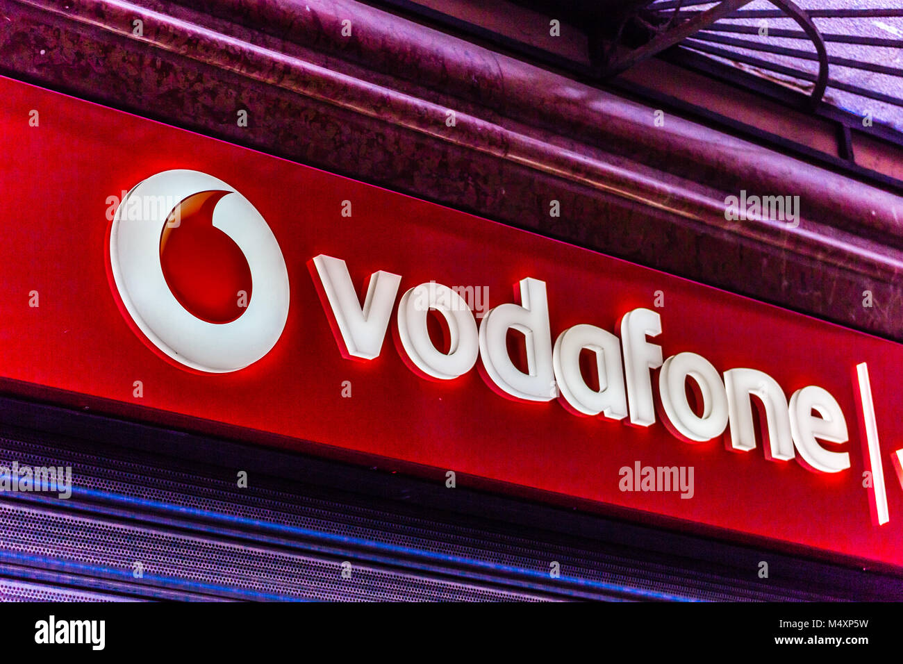 RAVENNA, ITALY - FEBRUARY 15, 2018: VODAFONE logo. The Italian finance ...