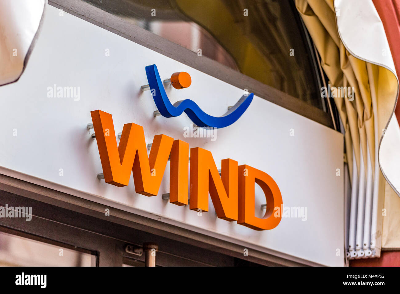 RAVENNA, ITALY - FEBRUARY 15, 2018: WIND logo. The Italian finance ...