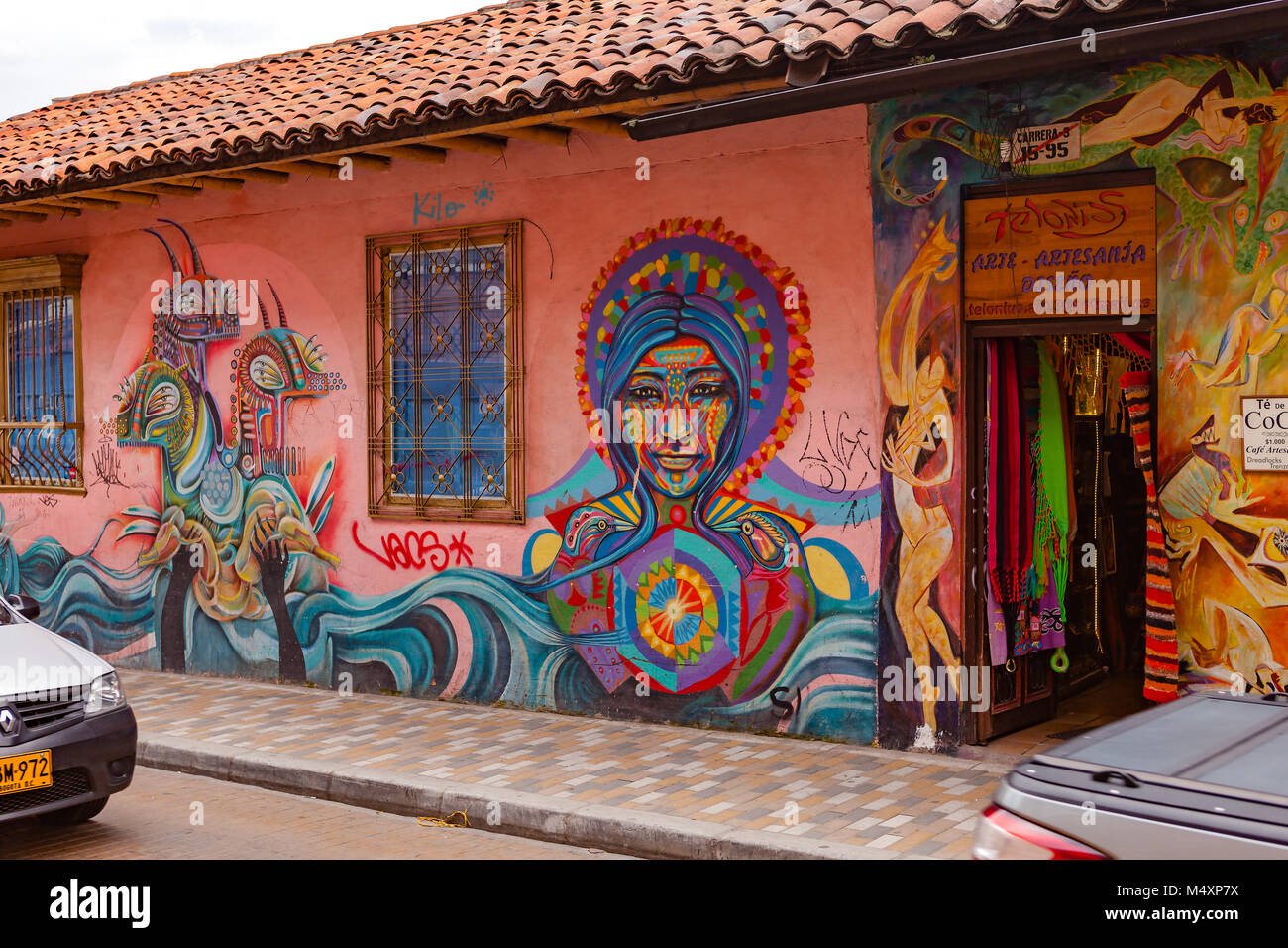 Bogotá, Colombia - Section of Street Art mural painted on the exterior ...