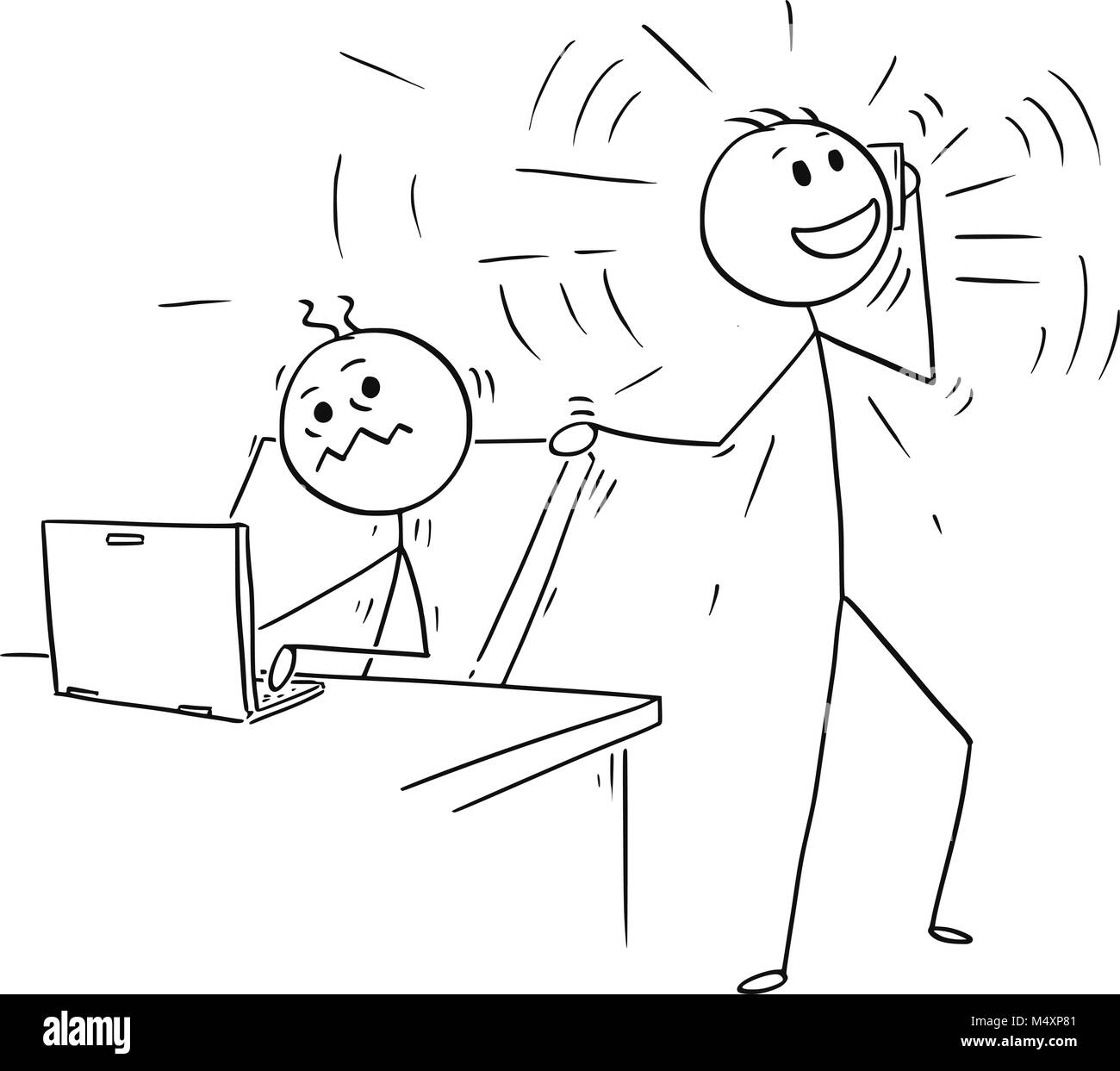 Cartoon of Office worker Disturbed but Phone Calling Colleague Stock ...