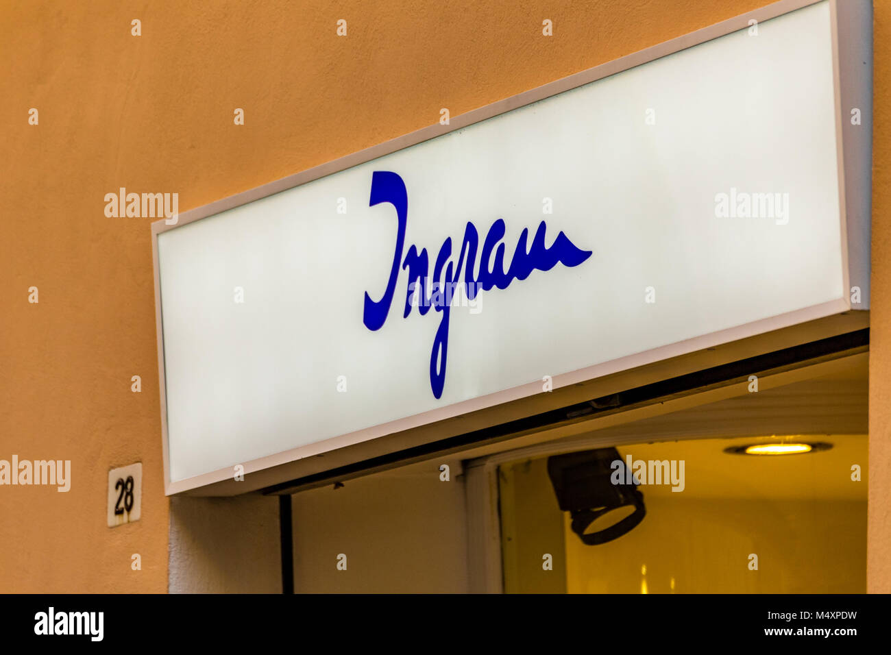 RAVENNA, ITALY - FEBRUARY 15, 2018: Ingram logo sign of shirts shop ...