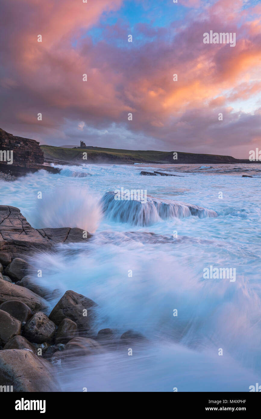 Coastal sunset over Classiebawn Castle, Mullaghmore, County Sligo ...