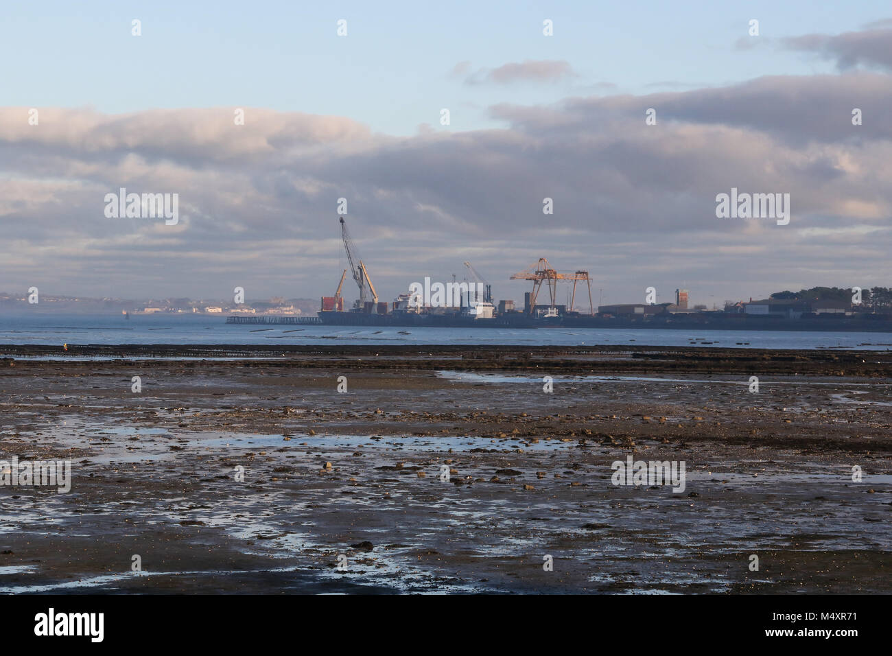 The Port of Greenore and Carlingford Lough at low tide in County Louth ...