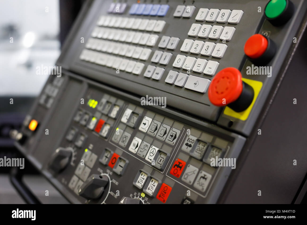 Control panel of the modern CNC machine. Selective focus Stock Photo ...