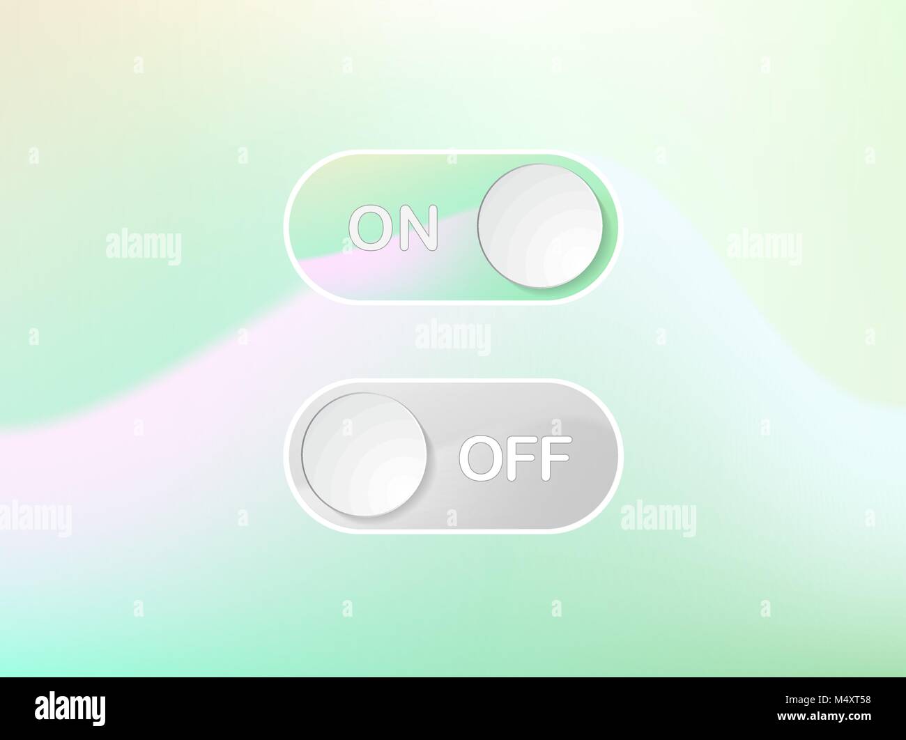 The Vector green interface icon On and Off Toggle switch holographic ...