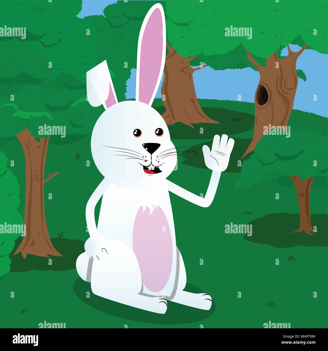 Cartoon Illustration Easter Bunny Waving High Resolution Stock ...