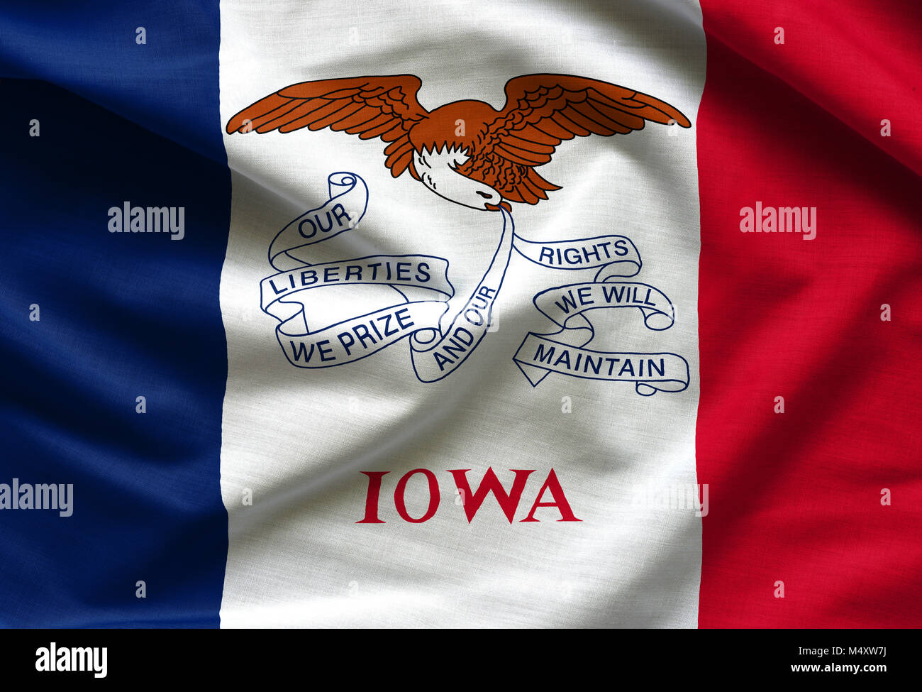 Waving Fabric Flag of Iowa Stock Photo - Alamy