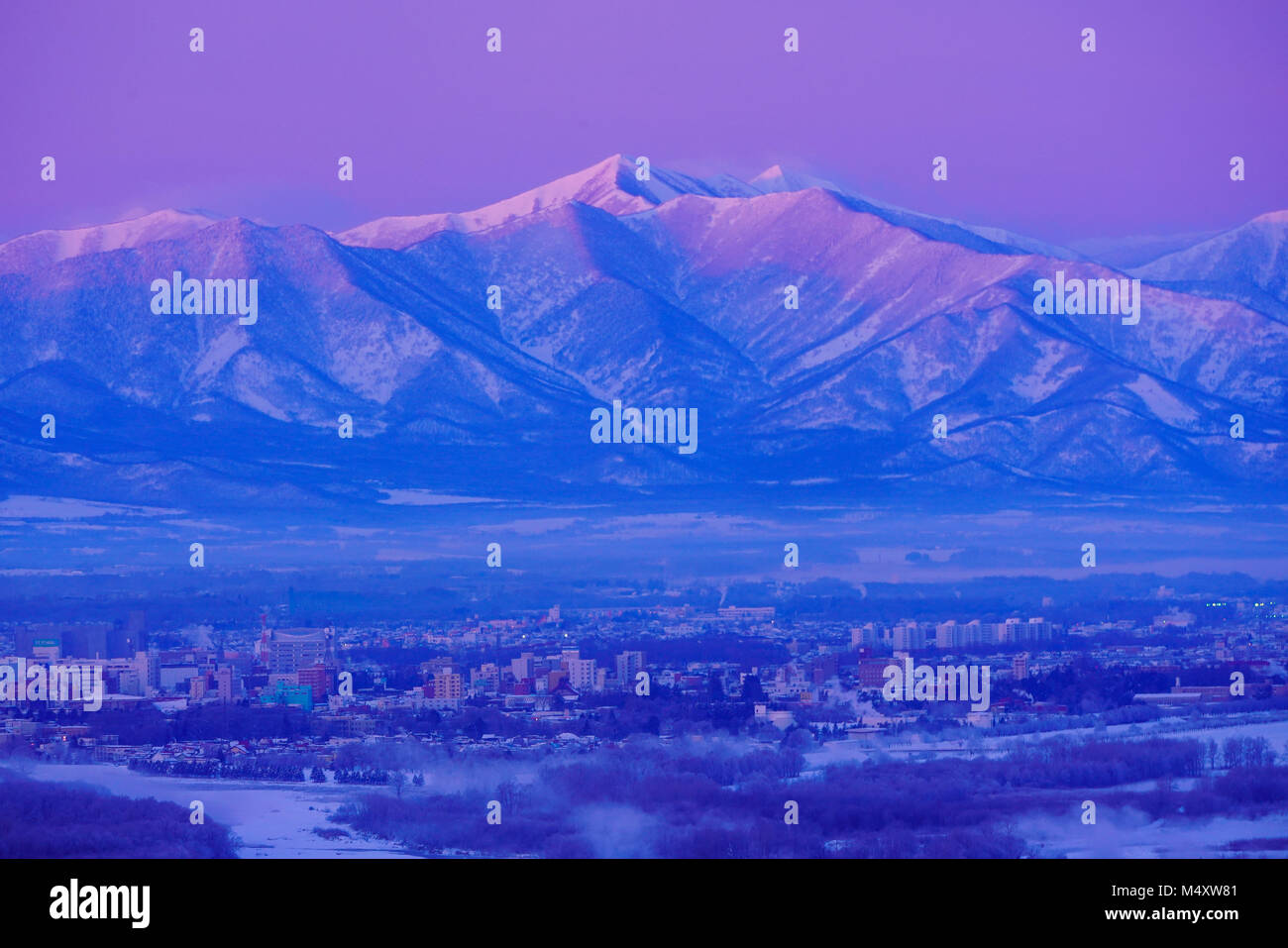 Hidaka mountain range and Obihiro City, Hokkaido, Japan Stock Photo - Alamy